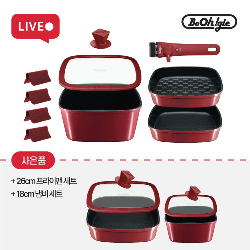 [hnsmall] [보오글] 네모 IH프라이팬 세트(사은품-18cm냄비, 26cm프라이팬) null | 홈쇼핑모아
