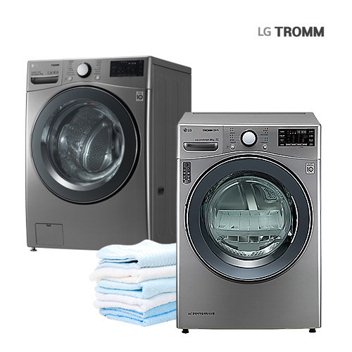 [실버 세트] LG 트롬 의류건조기 16kg + LG 트롬 드럼세탁기 19kg RH16VNA+F19VDU - HOME&SHOPPING